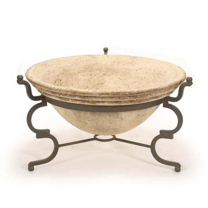 Stone Planter with Antique Metal Stand - Distinctive Designs