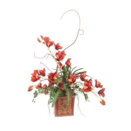 Rust Iris in Square Porcelain Planter - Distinctive Designs