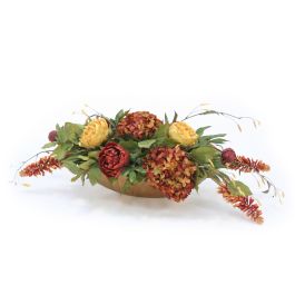 Rust and Gold Mixed Flowers in Gold Container - Distinctive Designs